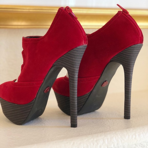 Shoes | Time To Work It Red Heels With Lip Detail | Poshmark